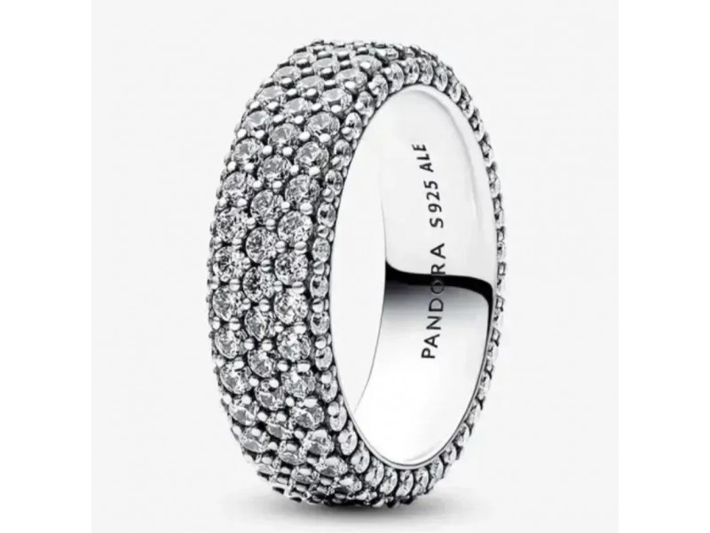Pandora prsten s tri pave reda cirkona