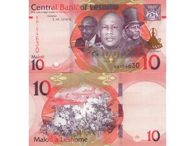 LESOTO Lesotho 10 Maloti 2024 UNC,  P-new Hibrid