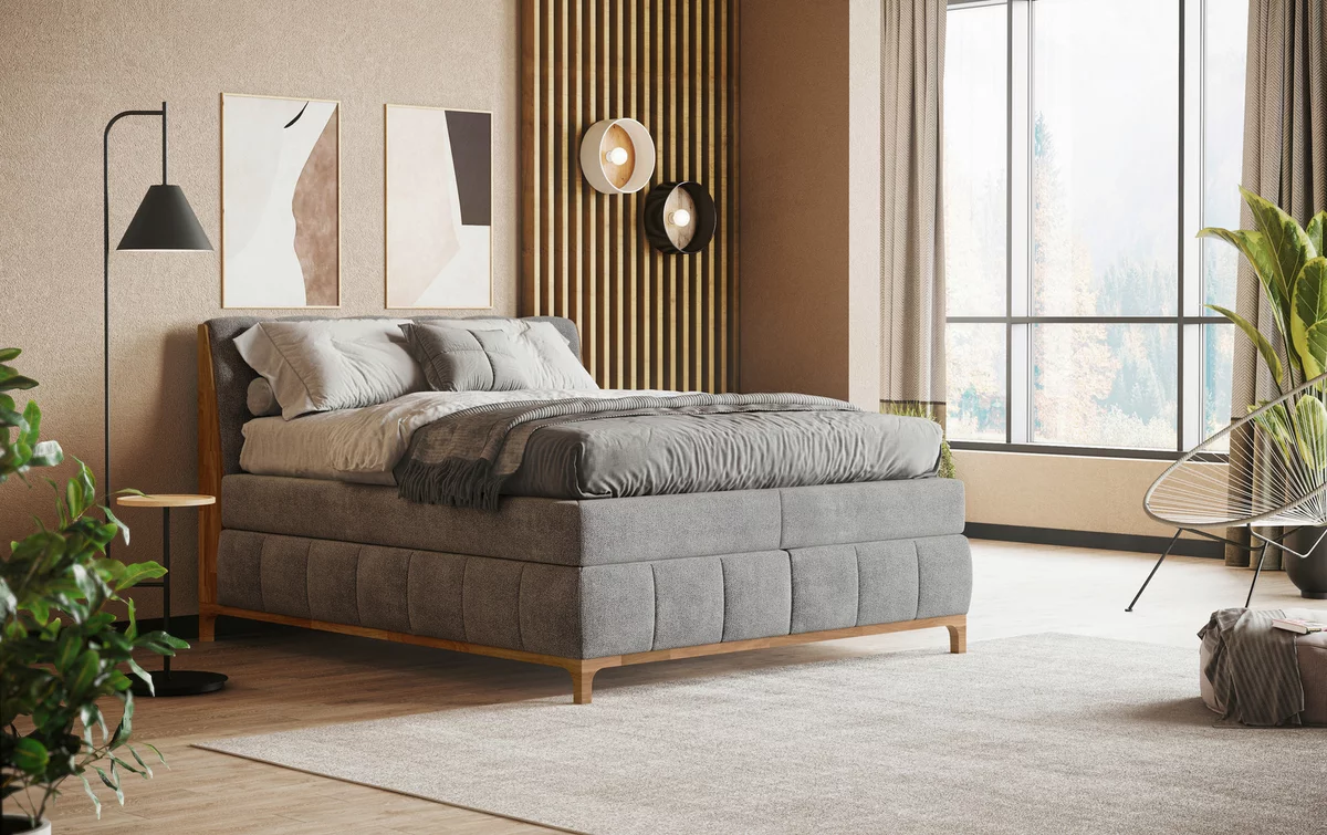 BOXSPRING KREVET 180/200 cm srebrna