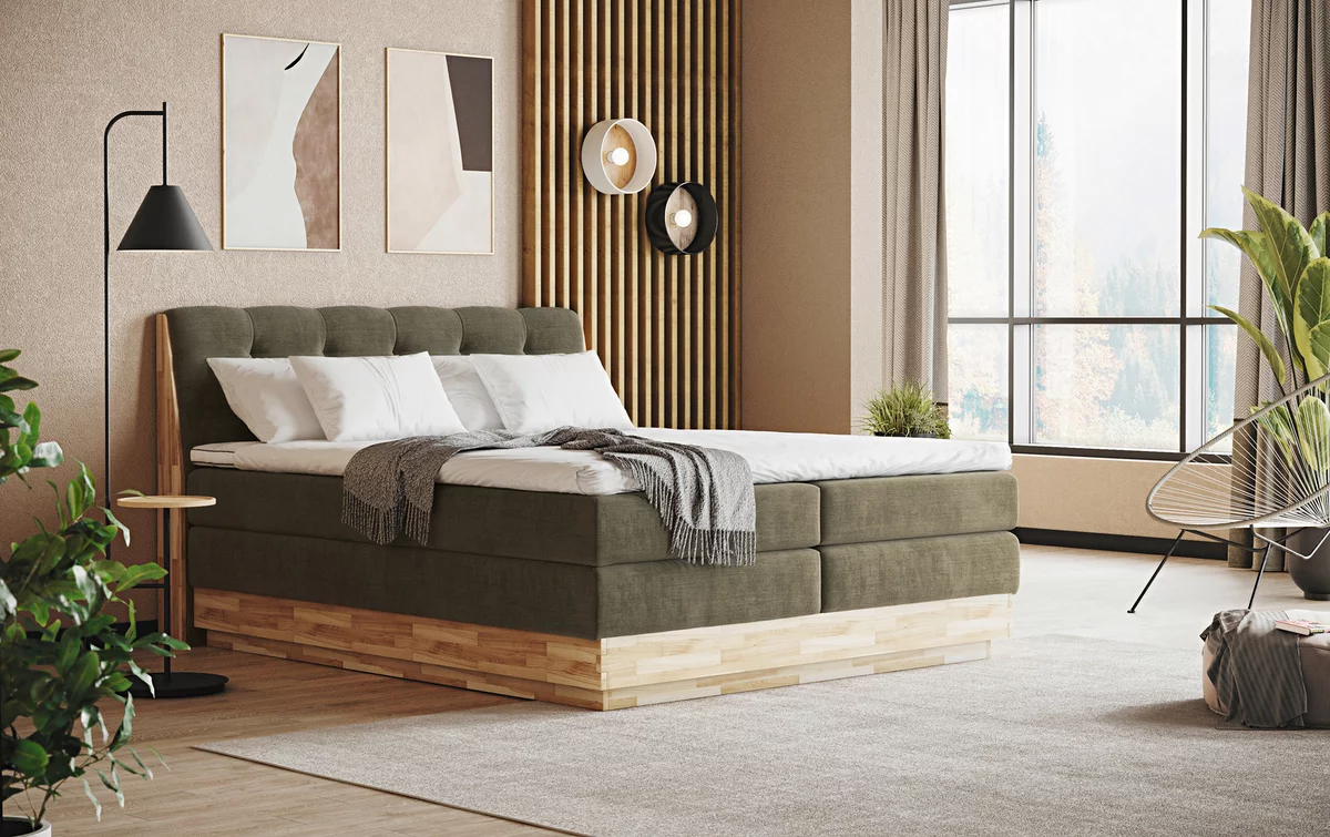 BOXSPRING KREVET 180/200 cm zelena