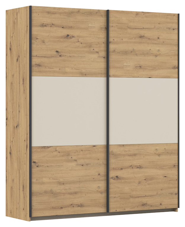 ORMAR - VISEĆA KLIZNA VRATA boja aluminijuma, šampanjac, hrast artisan 175/210/59 cm
