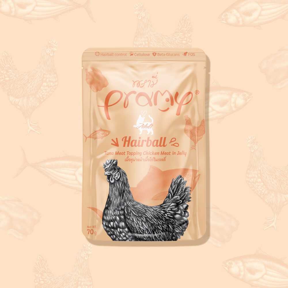Pramy Cat Hairball - Tuna i piletina u želeu 70g