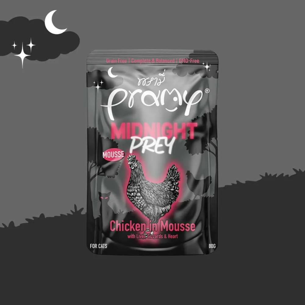 Pramy Cat MIDNIGHT PREY Broth - Piletina mousse 80g