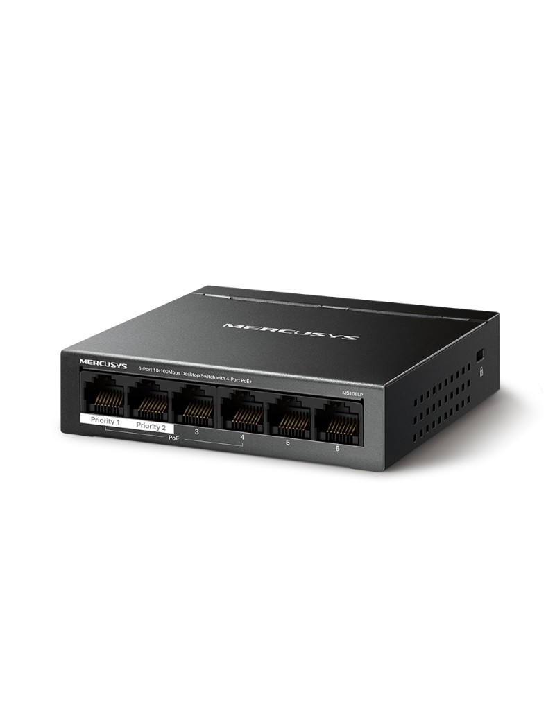 MERCUSYS MS106LP(UN) 6-Port 10/100Mbps Desktop Switch with 4-Port PoE+