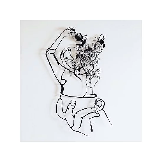 WALLXPERT DEKORATIVNI METALNI ZIDNI PRIBOR COFFEE GIRL LINE ART APT744 L CENA