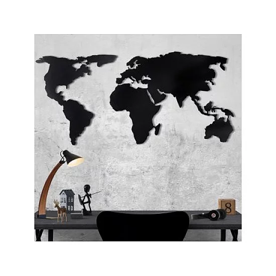 WALLXPERT ZIDNA DEKORACIJA WORLD MAP SILHOUETTE XL BLACK CENA