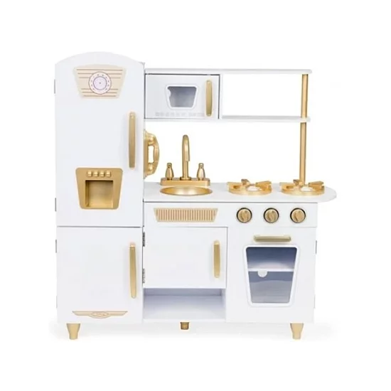ECO TOYS VELIKA DRVENA KUHINJA ZA DECU WHITE AND GOLD CENA