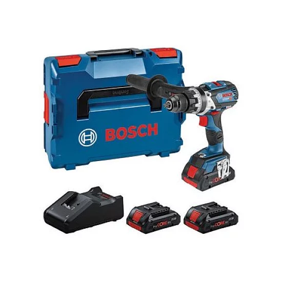 BOSCH PLAVI ALAT AKUMULATORSKA VIBRACIONA BUŠILICA GSB 18V-110 C + 3X PC 18V 4.0 AH + GAL 18V-40 + L-BOXX, 0615A5002X