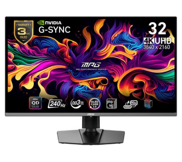 MSI - 32 inča MPG 321URX QD-OLED, 4K UHD 3840x2160 QD OLED 240Hz Tip-C 90W G-Sync gaming monitor