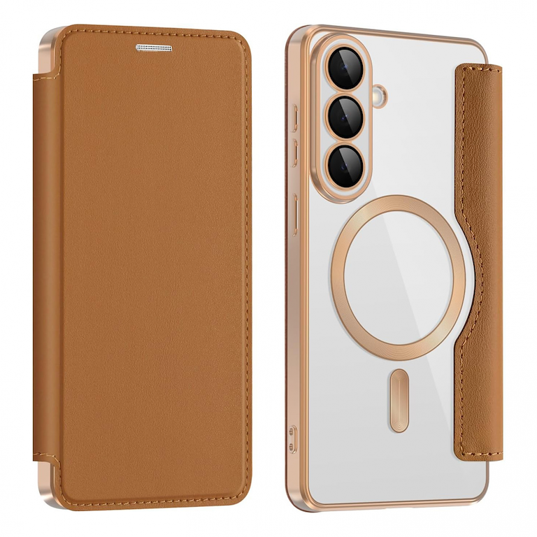 Zastitna maska (futrola) Magsafe Lux na preklop (bi fold) - Samsung S946 Galaxy S26 Plus braon