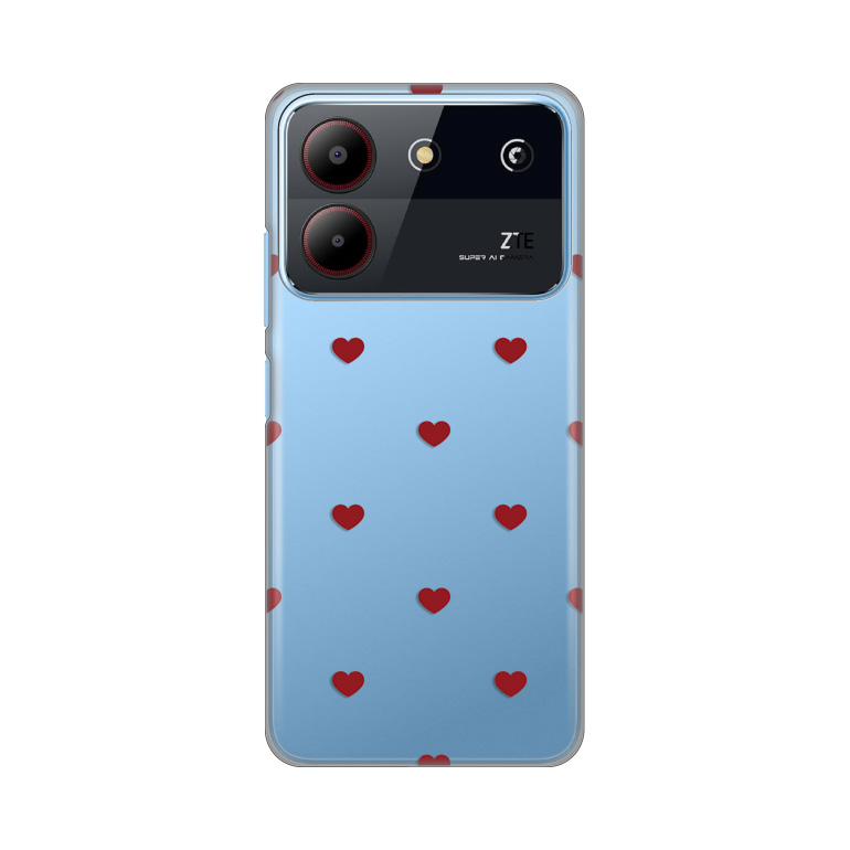 Zastitna silikonska maska (futrola) PRINT - ZTE Blade A54 Red Hearts