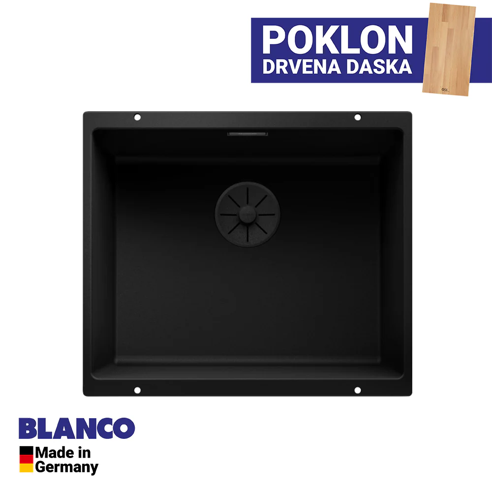 Granitna sudopera Blanco Silgranit SUBLINE 500-U Black edition + drvena daska - 500x400x190