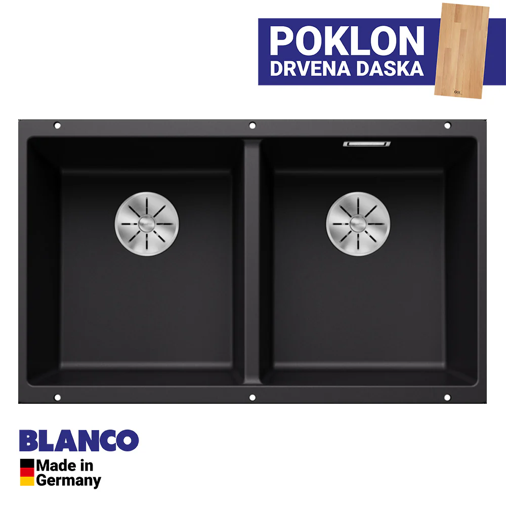 Granitna sudopera Blanco Silgranit SUBLINE 350/350-U + drvena daska - 725x400x200
