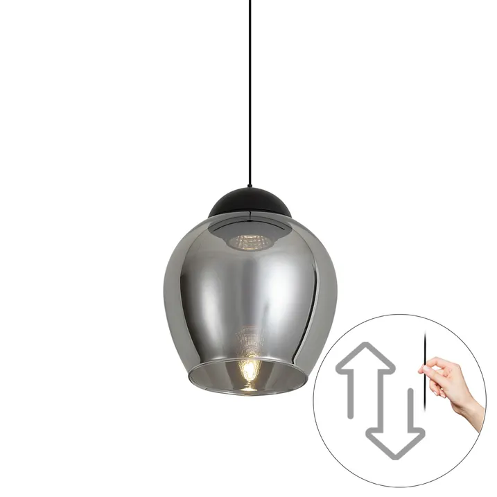 Moderna viseća lampa crna sa dimnim staklom za 1-fazni šinski sistem Easylift - Slimline Molla