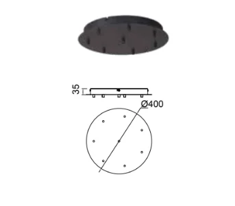 Mantra Tonic plafonska rozenta 1L prečnik 40cm crna