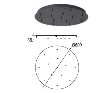 Mantra Tonic plafonska rozetna 1L prečnik 60cm crna