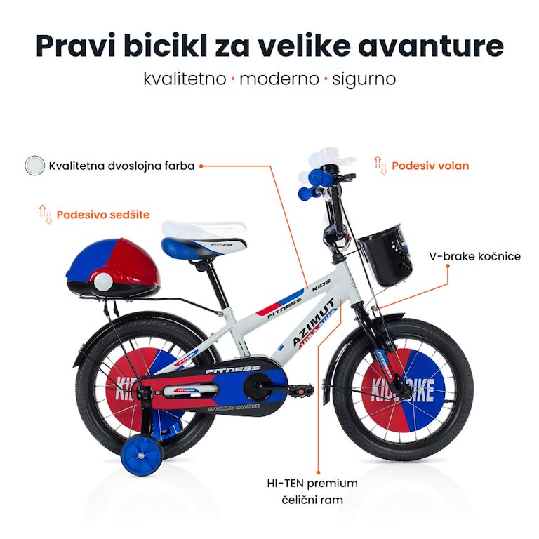 Dečija bicikla 16“ Fitness Azimut Plavo-Crveni