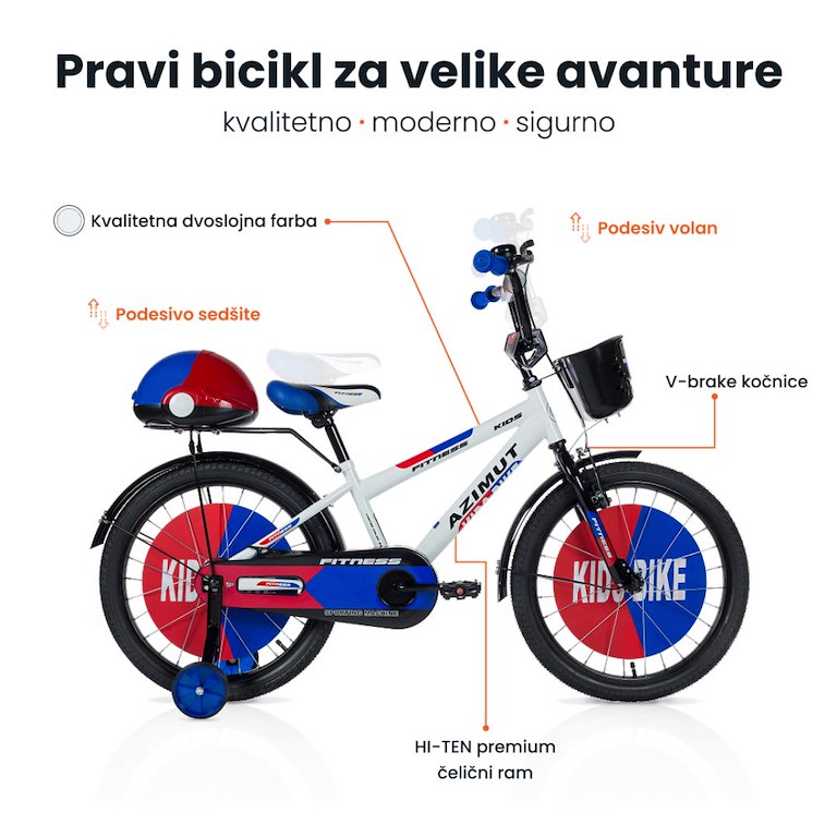 Dečija bicikla 20“ Fitness Azimut Plavo-Crvena