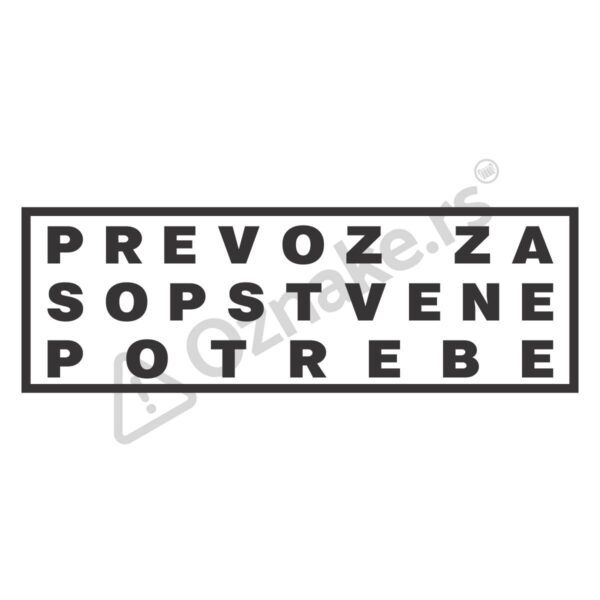 Prevoz za sopstvene potrebe – nalepnica za limariju