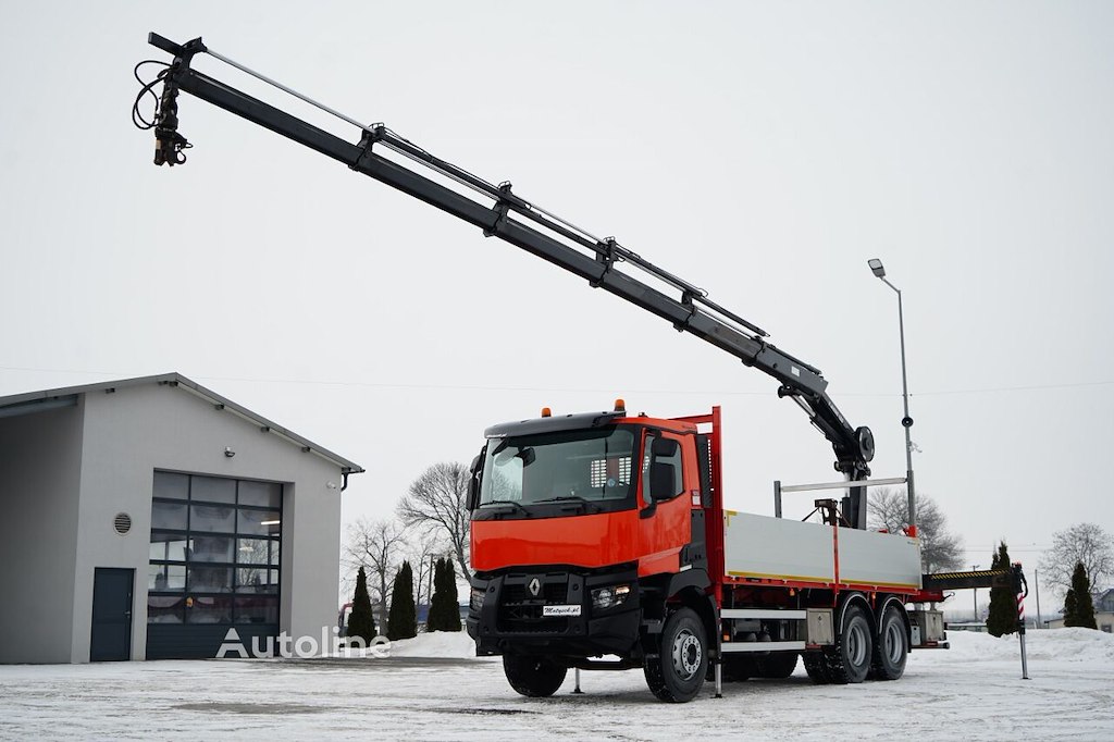 Renault C 430 / 6x4 / SKRZYNIOWY 6,2 M + HDS HIAB X-DUO 188 / WYSÓW 15 M kamion s ravnom platformom