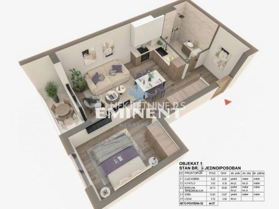 Zemun, Gornji Grad, Cara Dušana, 1.5, 44m2, 132210 EUR