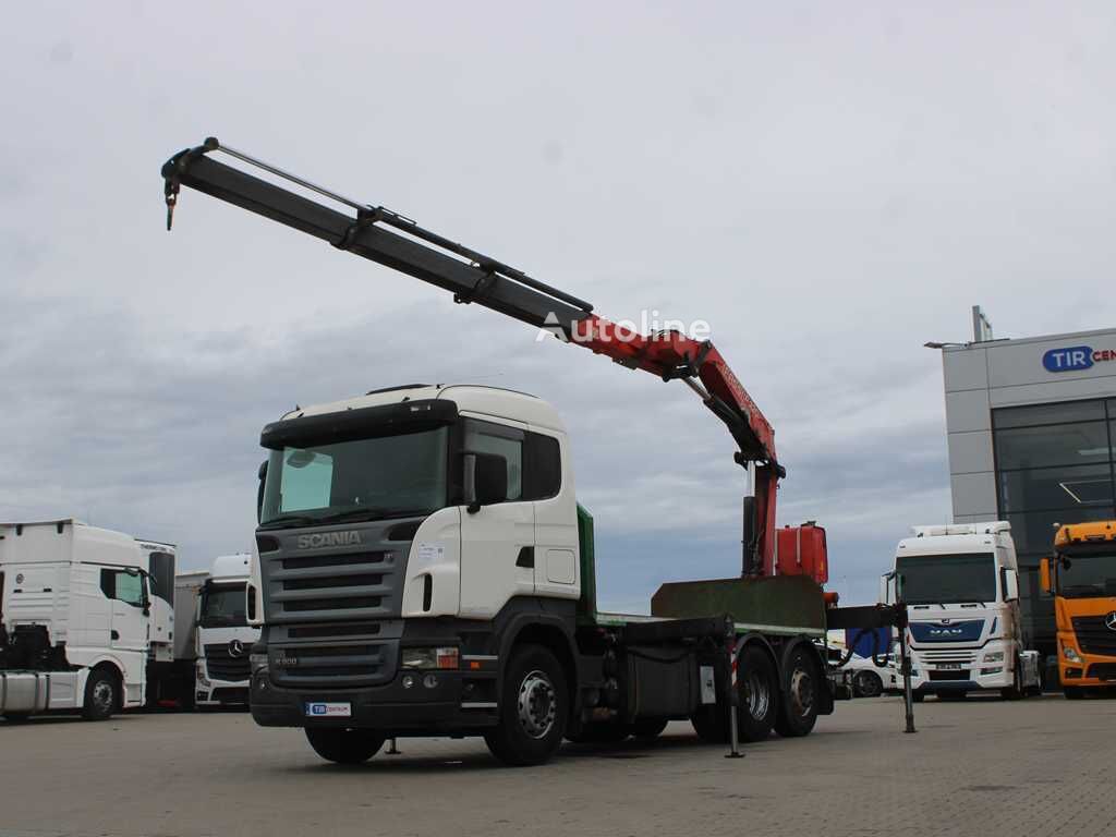 Scania R 500, 6X2, EURO 4, OPTICRUISE, HYDRAULIC ARM FASSI F220A.23 kamion platforma