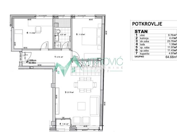 Stan,NOVI SAD,CENTAR NS,kv: 63.00, € 206800, ID: 1003708