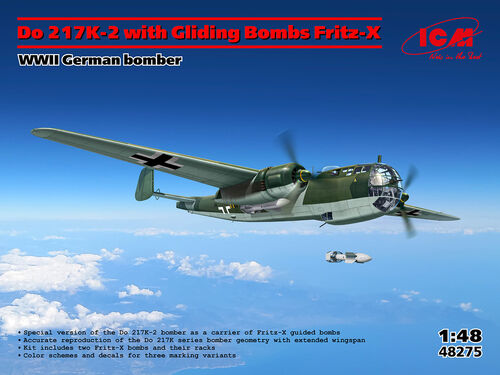 NEW! ICM 48275 German WWII Bomber Do 217K-2 with Fritz-X