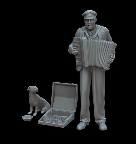 NEW! White Stork Miniatures F72166 Street Musician (2 Figures / 3D-Printed)