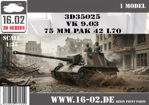 Custom scale 3D35025 German VK 9.03 75 mm PaK 42 L/70 (3D-Printed)