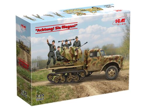 NEW! ICM 35407 Achtung! Sie fliegen! Sd.Kfz.3b with 2 cm Flak 38 and Crew