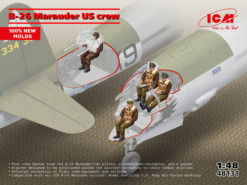 NEW! ICM 48131 Martin B-26 Marauder - US Crew (4 Figures / 100% New Moulds)