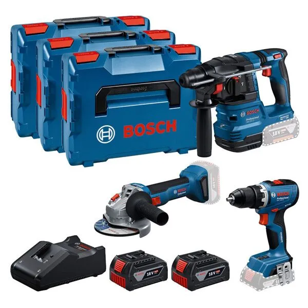 Bosch Set aku alata GSR 18V-65 + GBH 18V-22 + GWS 18V-8 + 2x GBA 18V 5,0Ah + 3x L-BOXX (0615A5009G)