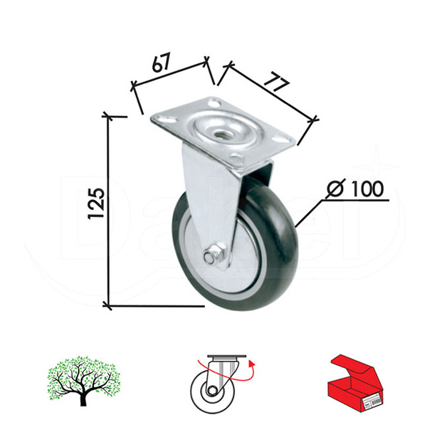 Točak T4121 sivi FI 100mm (0206468)