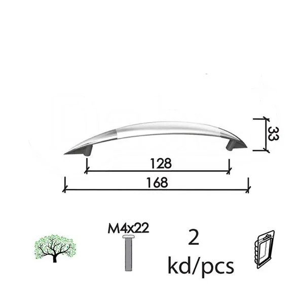 Ručica za nameštaj C41 NI-BNI X128/168/33mm 2kom M4x22mm DBP2 (0205568)