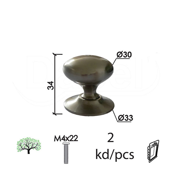 Dugme za nameštaj D11 B-NI FI30x34/FI33mm 2kom M4x22mm DBP1 (0205575)
