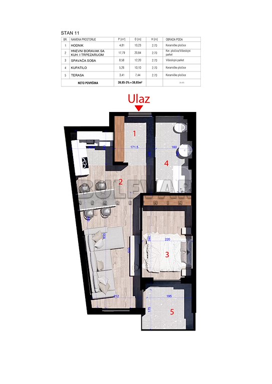 Dvosoban stan, 38.65 m2, Kragujevac, Atinska ID: p-015776