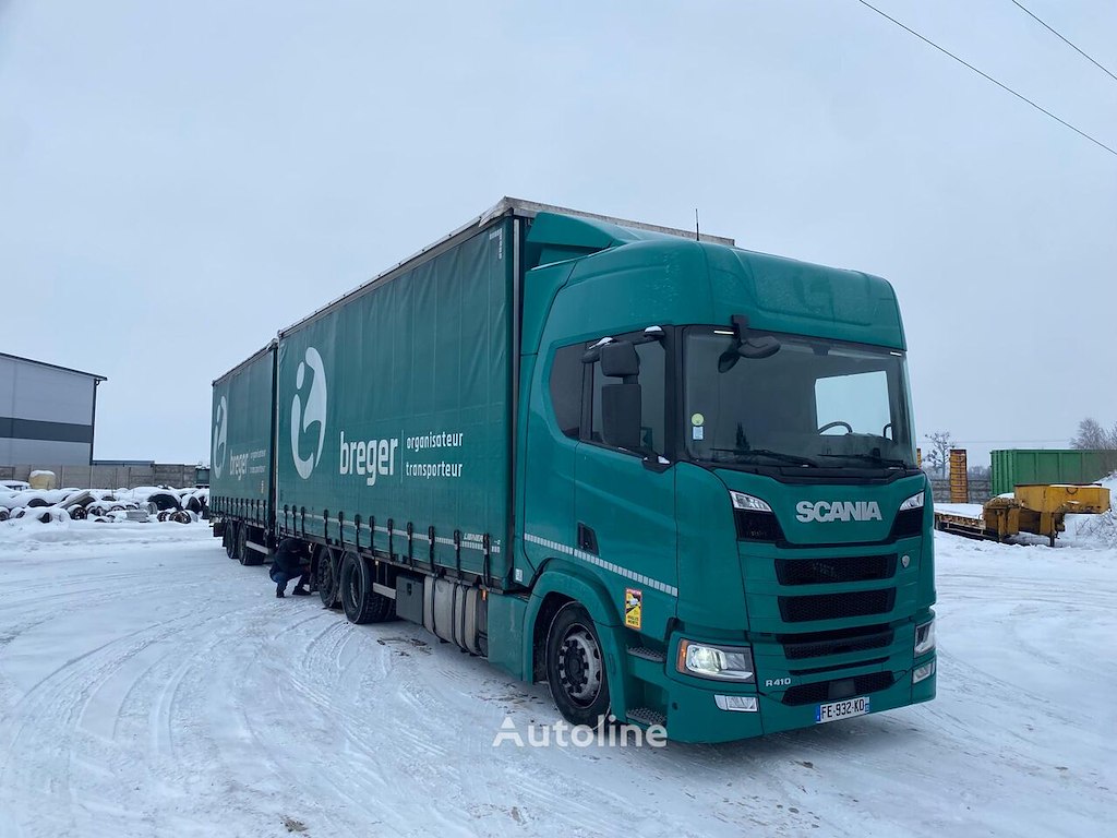 Scania R410 kamion sa klizna zavesa cerada + prikolica sa kliznom ceradom