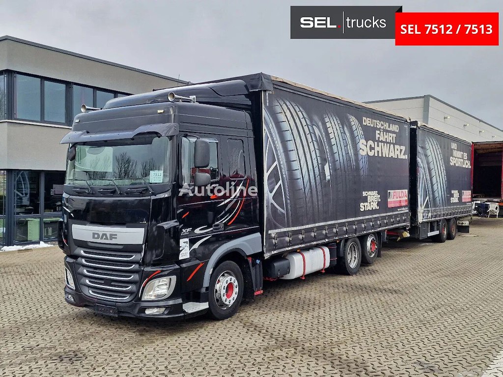DAF XF 460 FAR ZF Intarder / Durchladezug kamion sa klizna zavesa cerada + prikolica sa kliznom ceradom