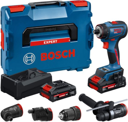 Bosch EXPERT EXSR18V-90FC akumulatorska bušilica - odvrtač, 18V, sa 2x4Ah baterije i punjačem, sa 4 FC nastavka