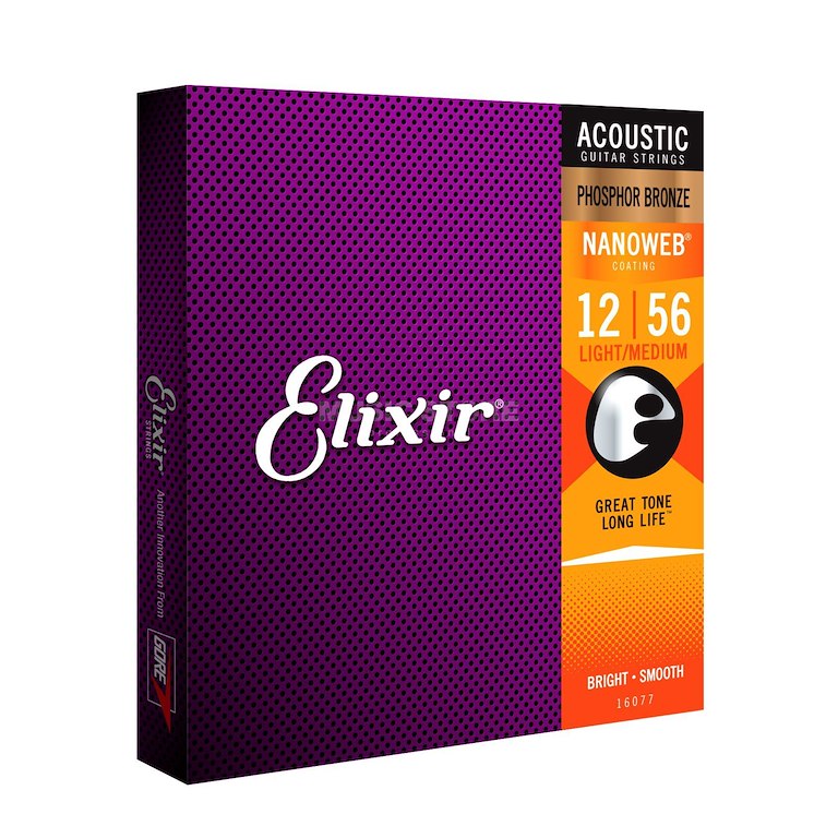Elixir 16077 Nanoweb žice za akustičnu gitaru 012-056