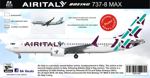 NEW! 8aDecs 7909-459-200 Boeing 737-8 Max - Air Italy