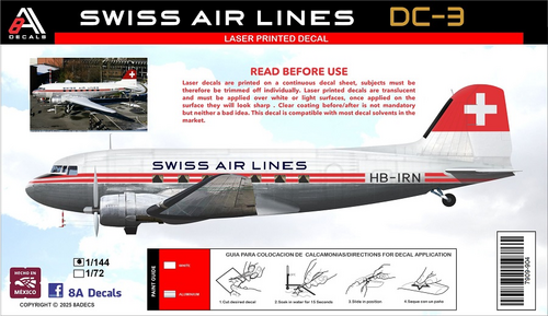 NEW! 8aDecs 7909-904-144 Douglas DC-3 - Swiss Air Lines