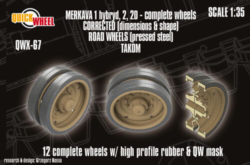 Quick Wheel QWX67 Merkava 1 Hybrid / 2 and 2D - Corrected Road Wheels (Pressed Steel) (for Takom Kits)