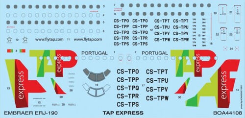 BOA Decals 144108 Embraer ERJ-190 - Tap Express (designed to be used with Revell kits)