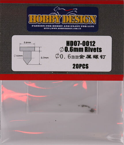 Hobby design HD07-0012 0.6 mm Rivet Head D (20 pcs)