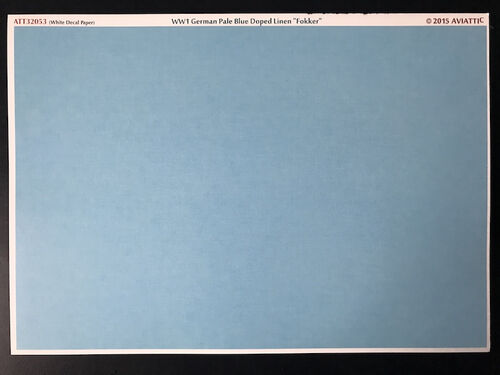 Aviattic ATT32053 German WWI Pale Blue Doped Linen 'Fokker' (printed on white decal paper)