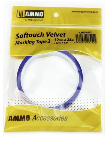 AMMO of Mig Jimenez 8242 Softouch Velvet Masking Tape #3 (10mm x 25M)