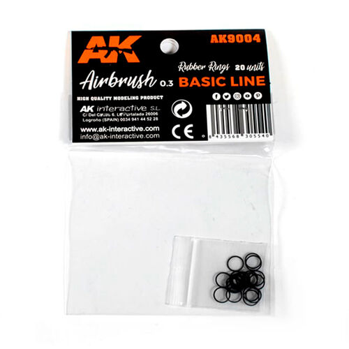 AK-Interactive 9004 Rubber Rings - 20 units (Airbrush Basic Line 0.3)