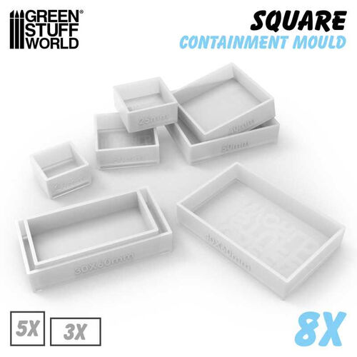 Green Stuff World 2141 Square Containment Molds (8 pcs)